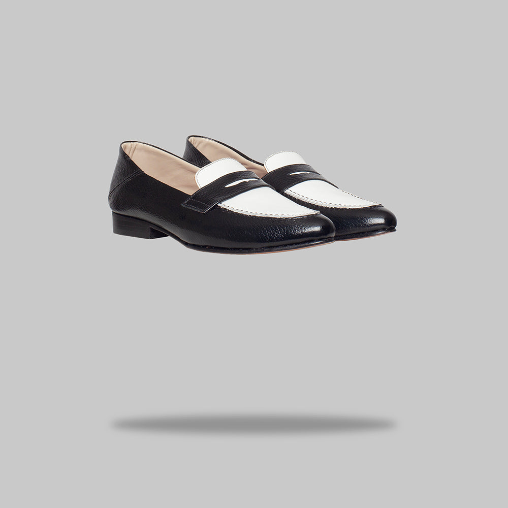 mocasín lucía bicolor blanco - negro – CandelariaPerez